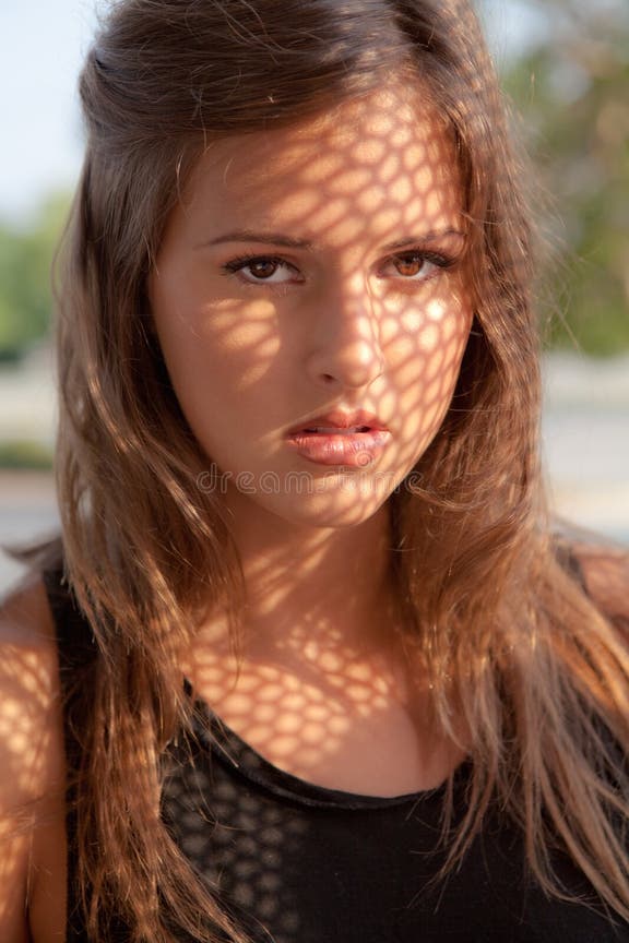 Beautiful Teen with Shadow Pattern on Face Stock Image - Image of lace ...