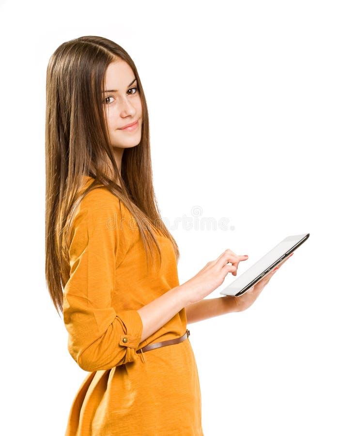 Beautiful Teen Using Tablet Computer. Stock Photo - Image of camera ...