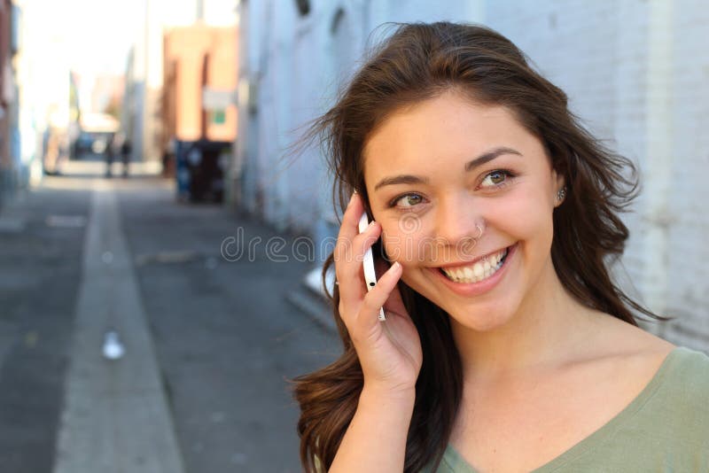 Beautiful Teenager Calling by Phone Outside Stock Photo - Image of girl ...
