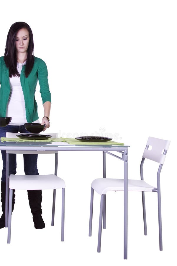 Beautiful Teenager Preparing the Table Stock Image - Image of person ...