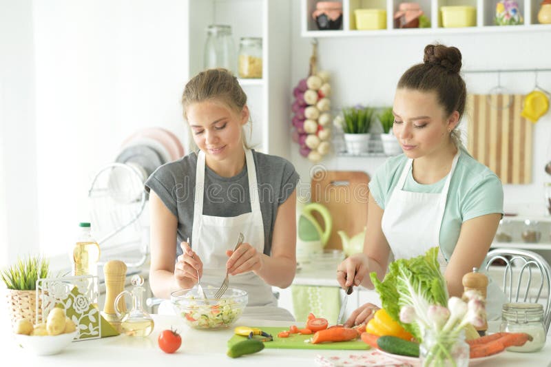 Beautiful Teenagers Cooking Stock Image - Image of crockery, fresh ...