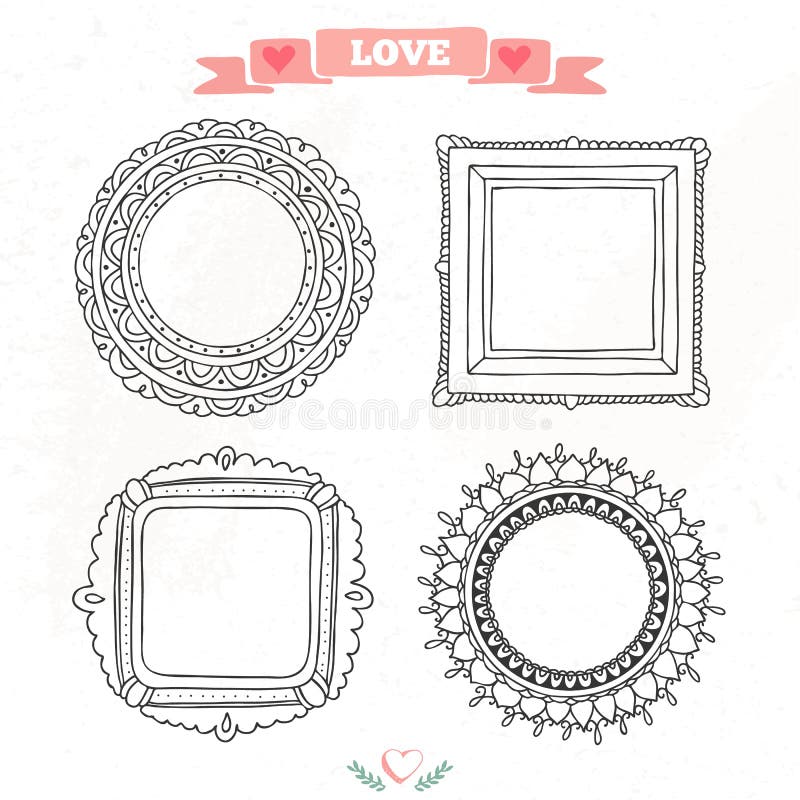 Beautiful Template Hand Drawn Frames. Stock Vector - Illustration of ...