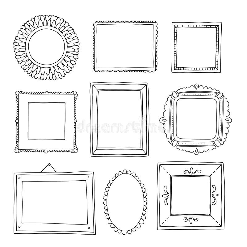 Beautiful Template Hand Drawn Frames. Stock Vector - Illustration of ...