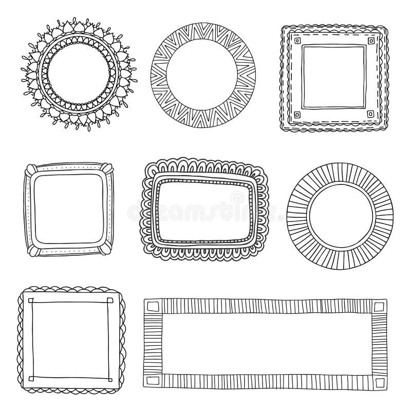 Beautiful Template Hand Drawn Frames. Stock Vector - Illustration of ...