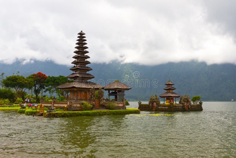 Beautiful Temple on Lake in Extinct Volcano Crater Stock Image - Image ...