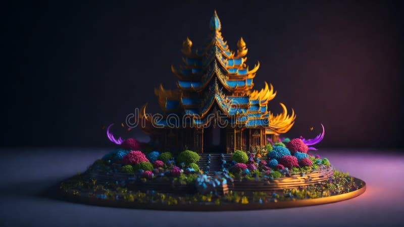 Beautiful Temple Model Captivates with Its Vibrant and Harmonious ...