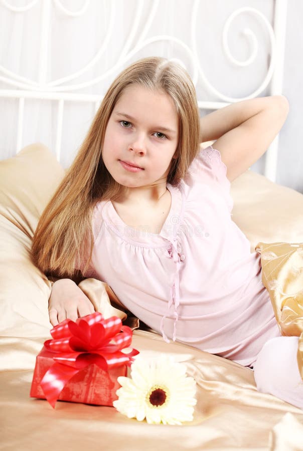 Beautiful ten years girl stock image. Image of christmas - 18655331
