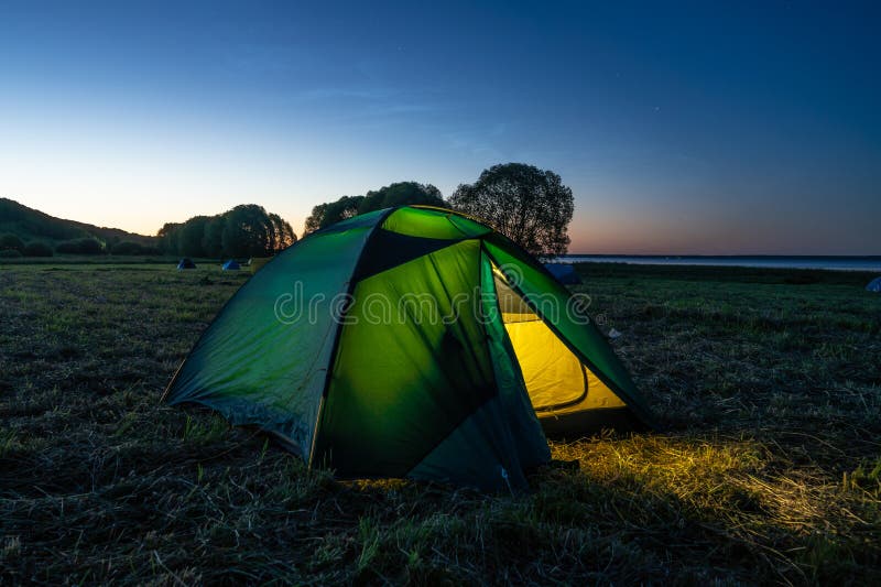 Beautiful Tent Under Evening Blue Sky Stock Image - Image of russia ...