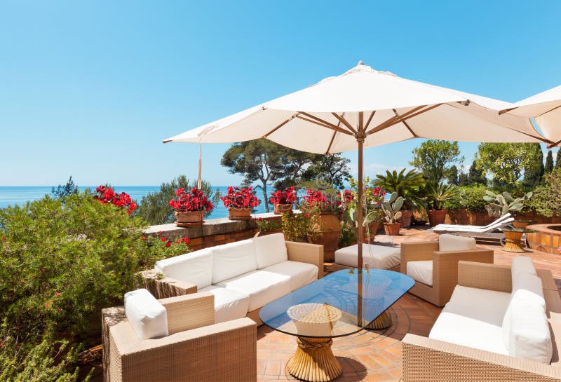 Beautiful terrace stock image. Image of exterior, furniture - 43327071