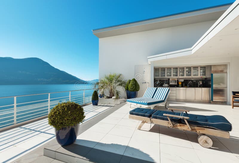 Beautiful Terrace of a Penthouse Stock Photo - Image of modern ...