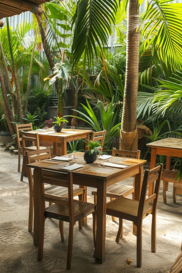 A Beautiful Terrace for Relaxing with a Dining Table and Chairs. Design ...