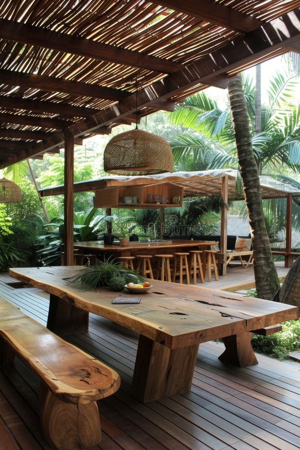 A Beautiful Terrace for Relaxing with a Dining Table and Chairs. Design ...