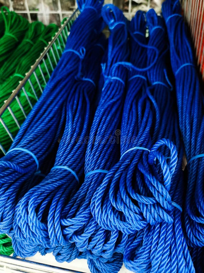 Beautiful Texture Blue Rope Pile Closeup Stock Photo - Image of close ...