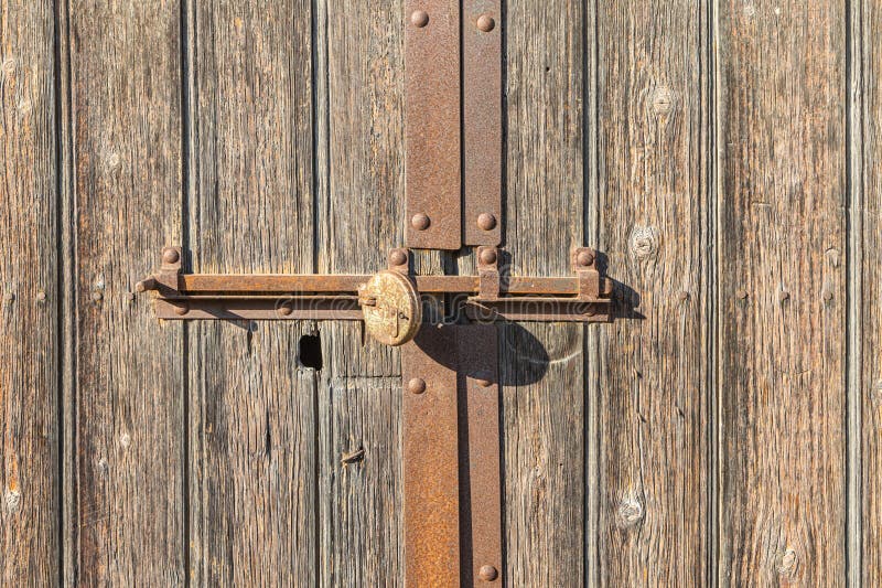 Beautiful Texture of an Old Door with a Rusty Lock Stock Photo - Image ...