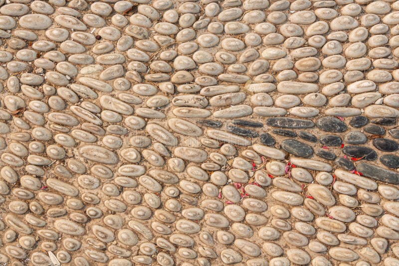 Beautiful Texture of Path of Gray and White Smooth Stones on the Yellow ...