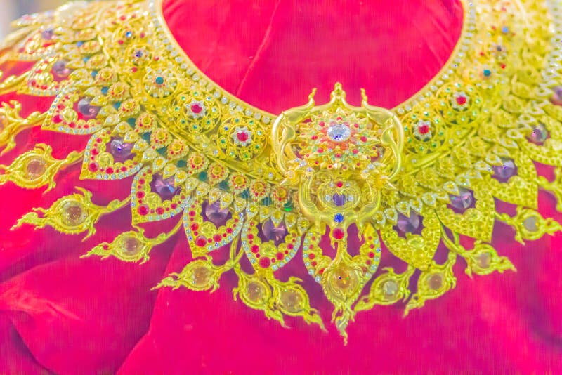 Beautiful Thai Style Golden Necklace with Multi Colored Gem Stones ...