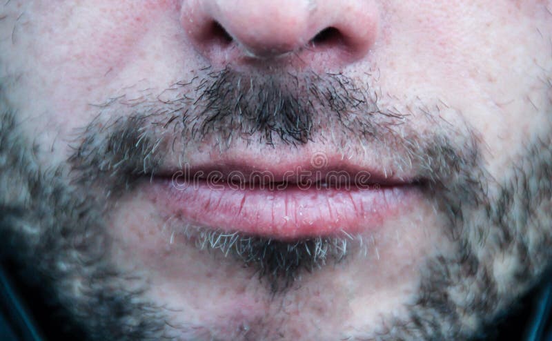 Beautiful Thin Men`s Lips and Light Unshaven Face Close Stock Image ...