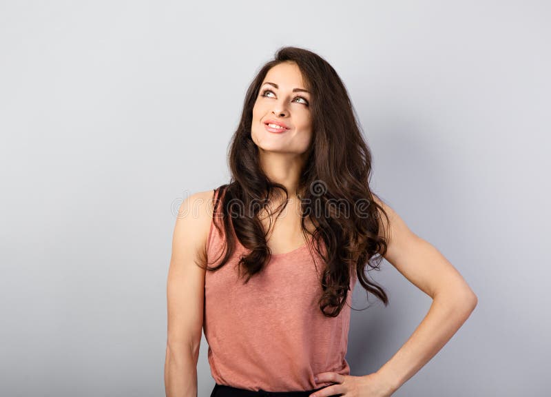 Beautiful Humor Loud Toothy Enjoying Laughing Woman With Long Brown