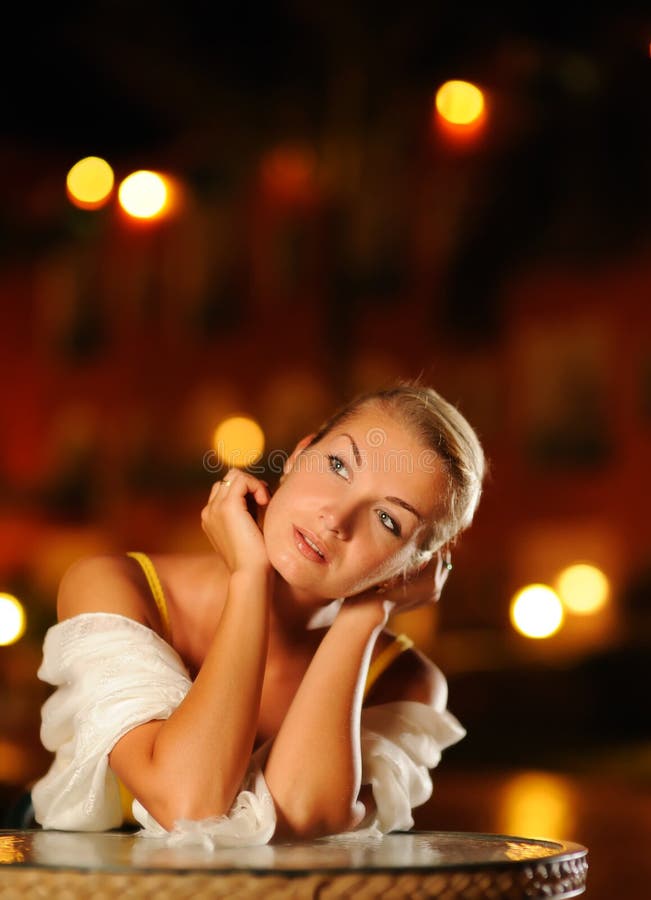 Beautiful thinking woman stock photo. Image of round - 13981730