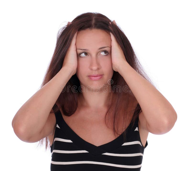 Beautiful nervous woman stock image. Image of adult, brown - 2474663