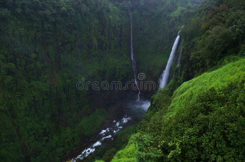 Beautiful Thoseghar Waterfall at Indian Village Satara Stock Photo ...