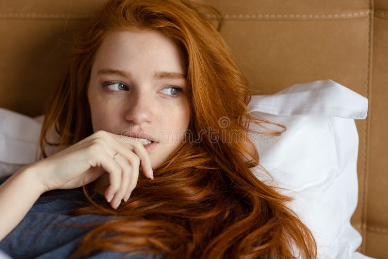 Beautiful Thoughtful Woman Lying on the Bed Stock Photo - Image of ... Beautiful Thoughtful Woman Lying on the Bed Stock Photo - Image of ...