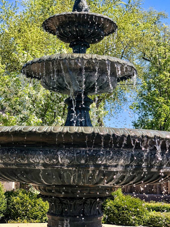 Beautiful Three-layered Water Fountain in Garden Stock Photo - Image of ...