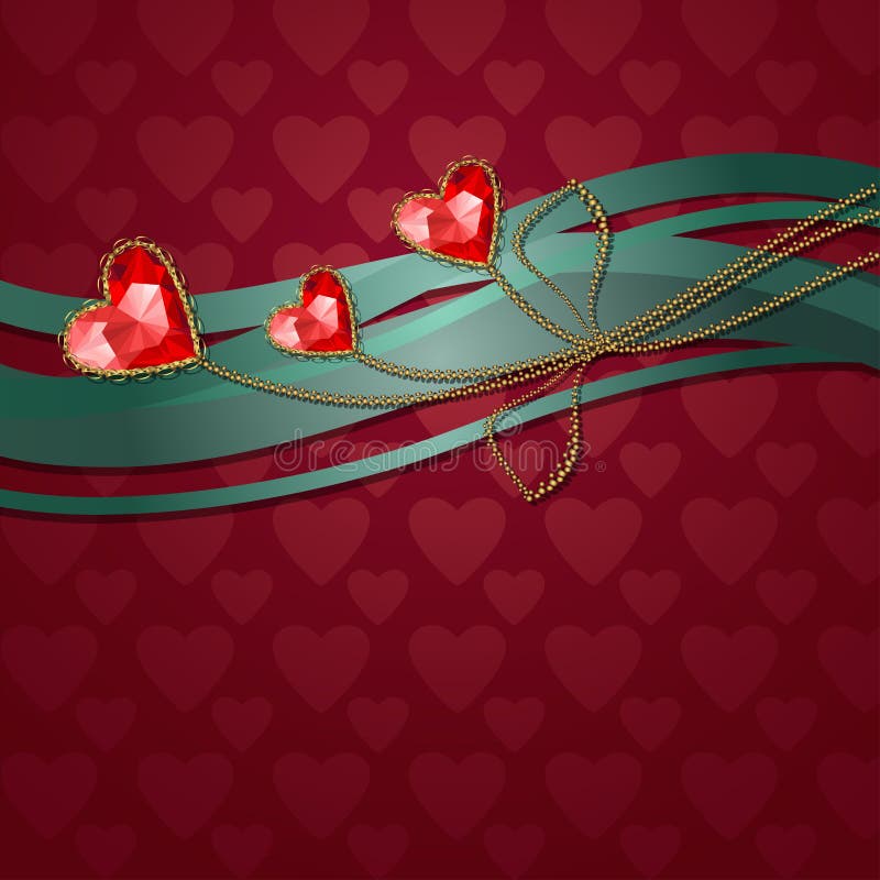 Beautiful Three Red Diamond Hearts Stock Vector - Illustration of ...
