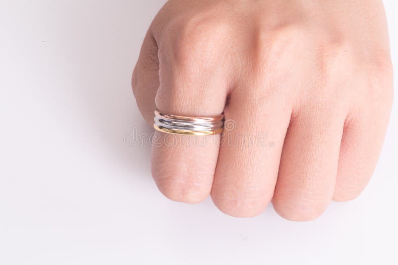 Beautiful Three-tone Ring Gold Copper Silver Three in One Ring on the ...