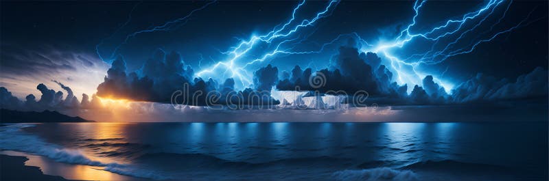 Beautiful Thunder Cloudscape. Ai Generated Stock Illustration ...