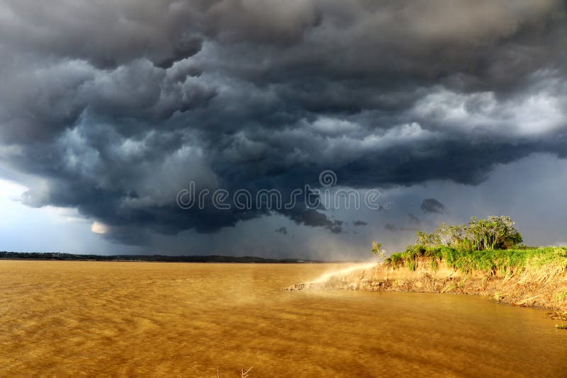 Thunderstorm on the Amazon River - Amazon, Brazil Stock Image - Image ...