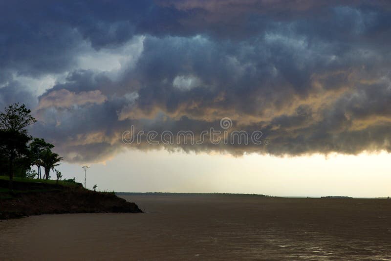Thunderstorm on the Amazon River - Amazon, Brazil Stock Image - Image ...