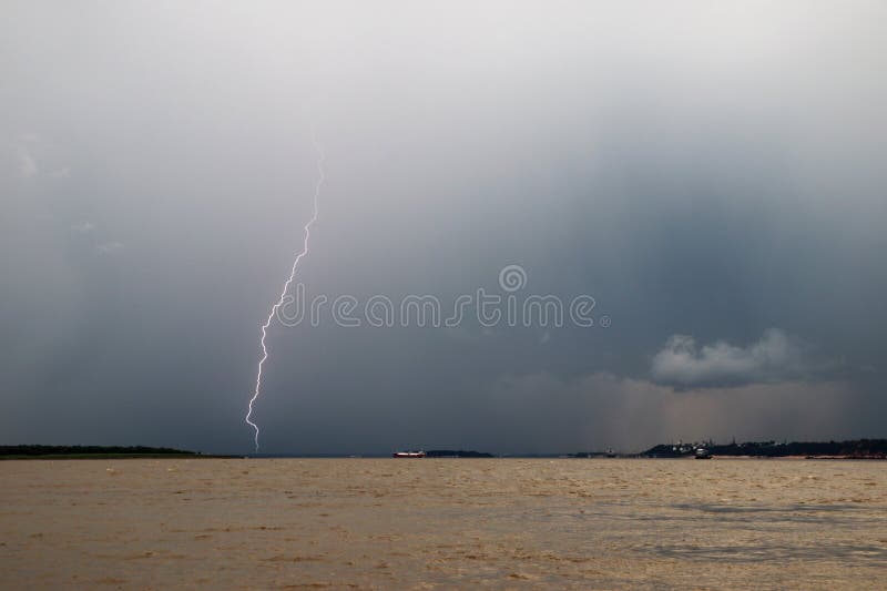 Thunderstorm on the Amazon River - Amazon, Brazil Stock Photo - Image ...