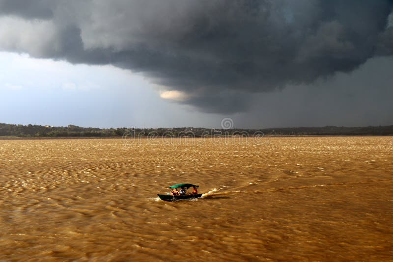 Thunderstorm on the Amazon River - Amazon, Brazil Stock Photo - Image ...