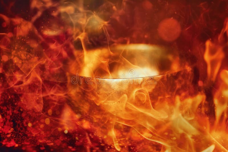 Beautiful Tibetian Bowl. Fire Effect. Stock Photo - Image of nirvana ...