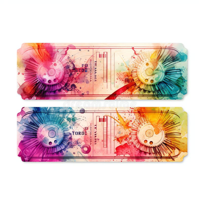 Beautiful Ticket Roll Watercolor Carnival Clipart Illustration Stock ...