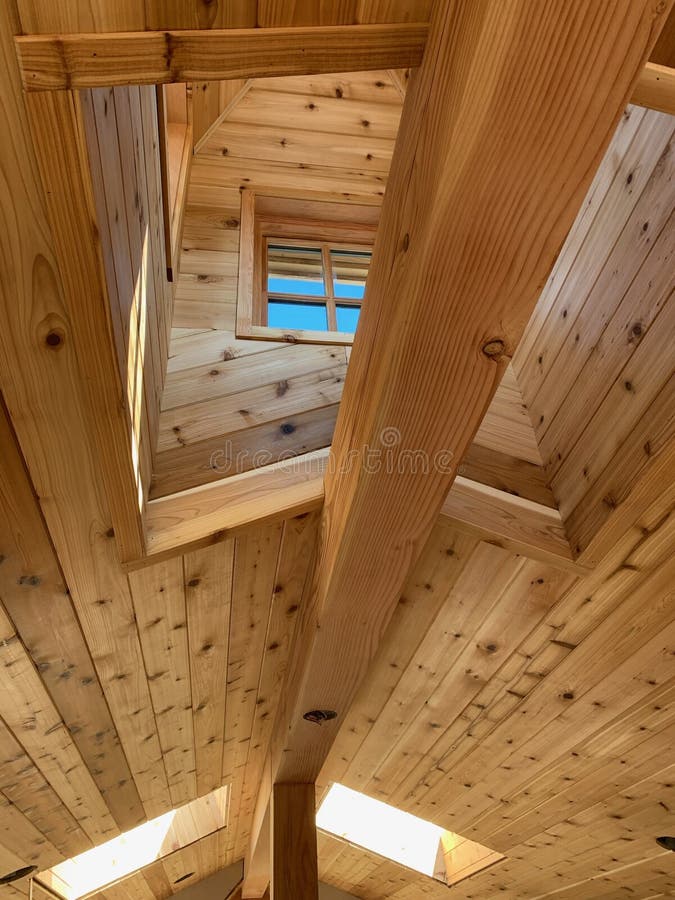 Beautiful Timberframe Ceiling with Beam and Beautiful Blue Sky and ...