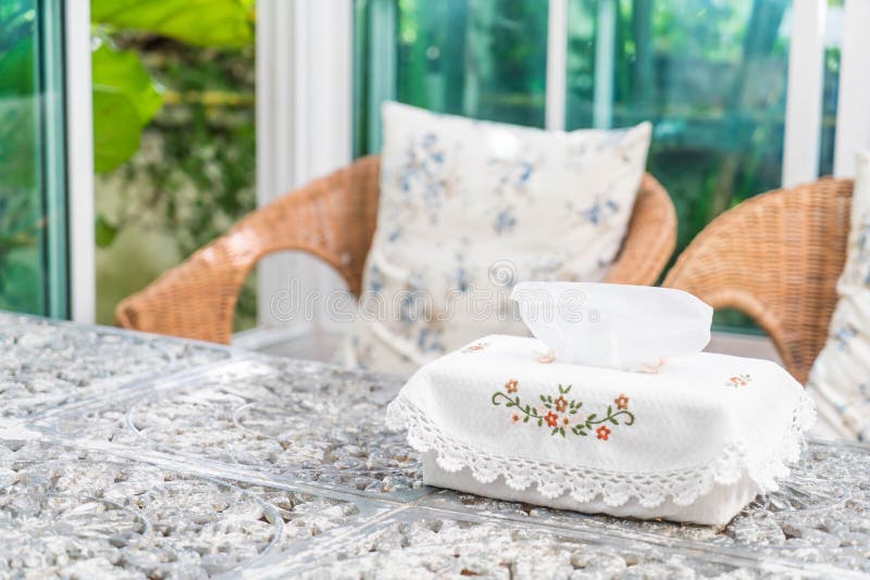 Tissue box on table stock photo. Image of white, paper - 112641774