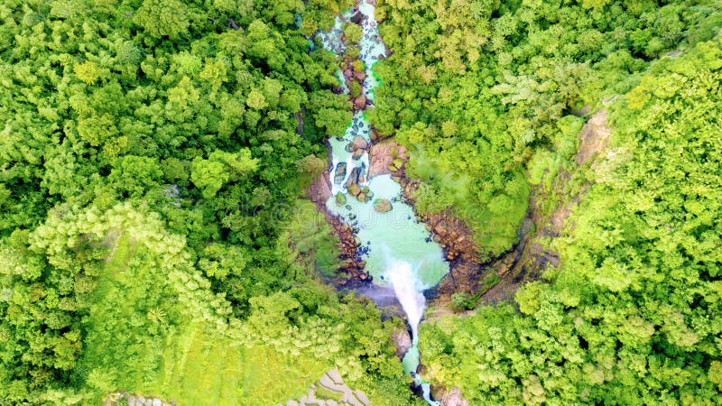 Beautiful Top Down Drone View of Ciletuh Waterfall Stock Image - Image ...