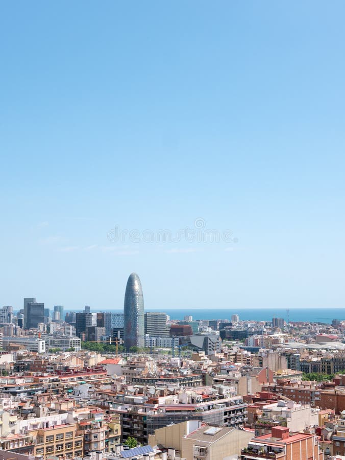Beautiful Top View on Barcelona on Sunny Day, Spain Stock Image - Image ...