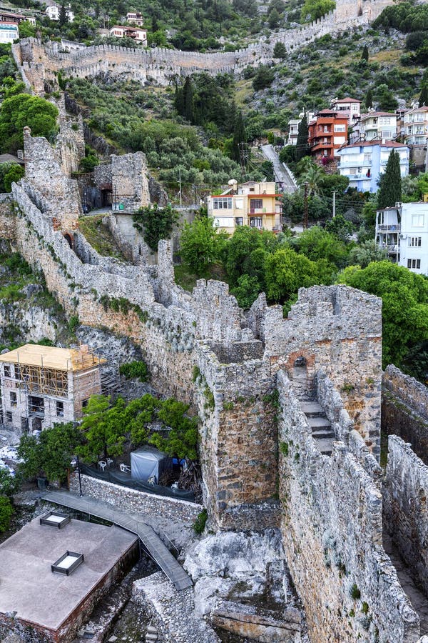 Beautiful Top View of the Long Fortification Wall. Stock Image - Image ...