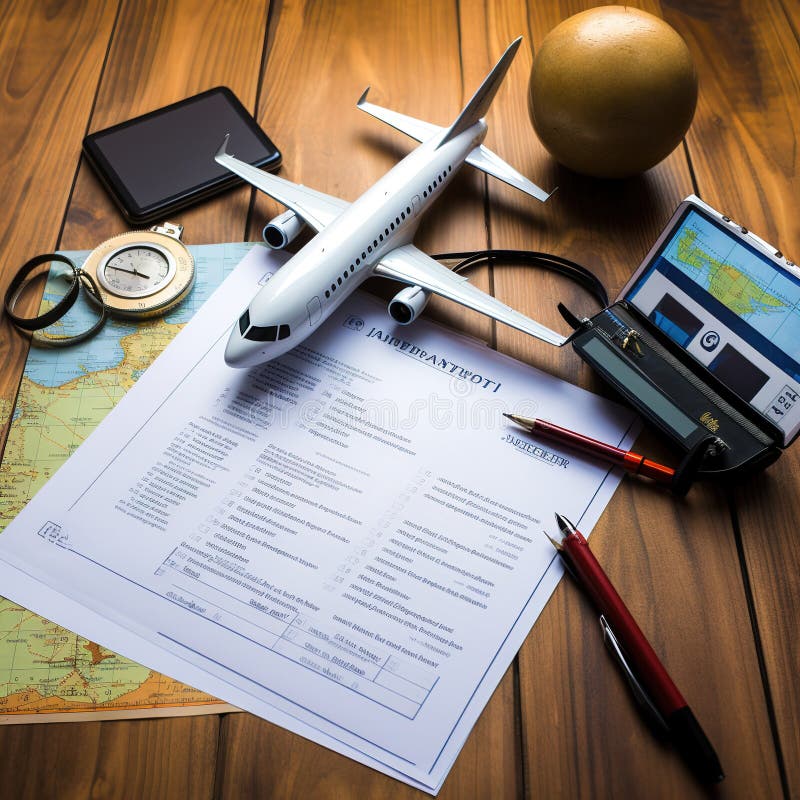 Top View of Travel Insurance Application Form First Class Boarding ...