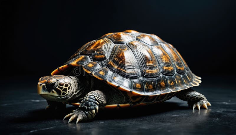 Beautiful Tortoise Showcasing Intricate Shell Patterns Under Soft ...