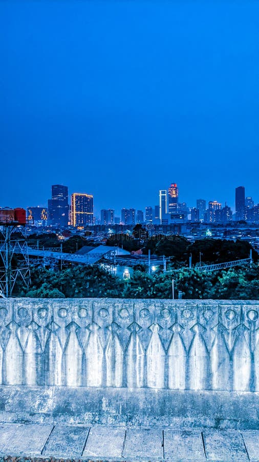 Beautiful Tower in Jakarta City with Lots of Light Stock Photo - Image ...