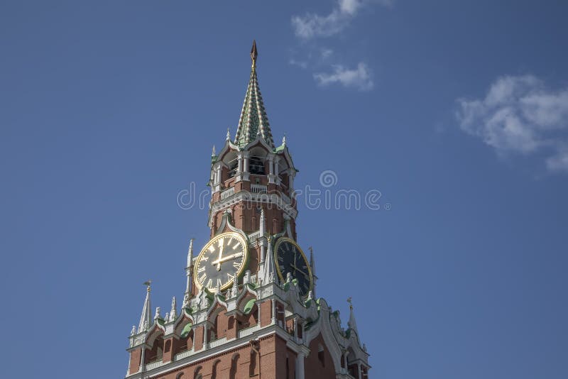 Kremlin Clock of the Spasskaya Tower. Moscow Stock Photo - Image of ...