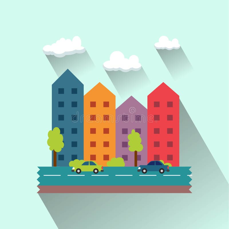 Beautiful town houses. stock vector. Illustration of landscape - 69900794
