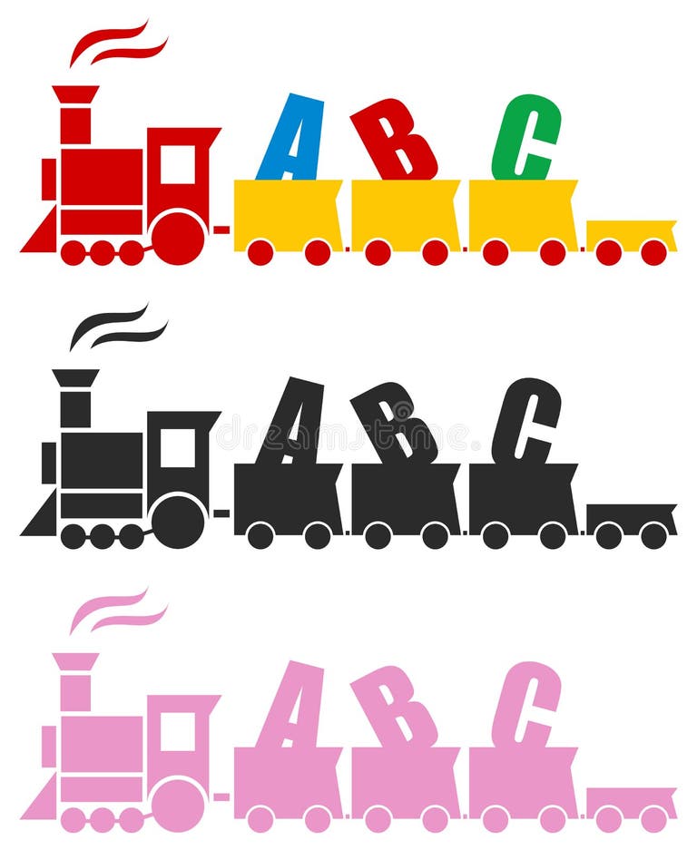 Kids Riding Alphabet Train Stock Illustrations – 9 Kids Riding Alphabet ...