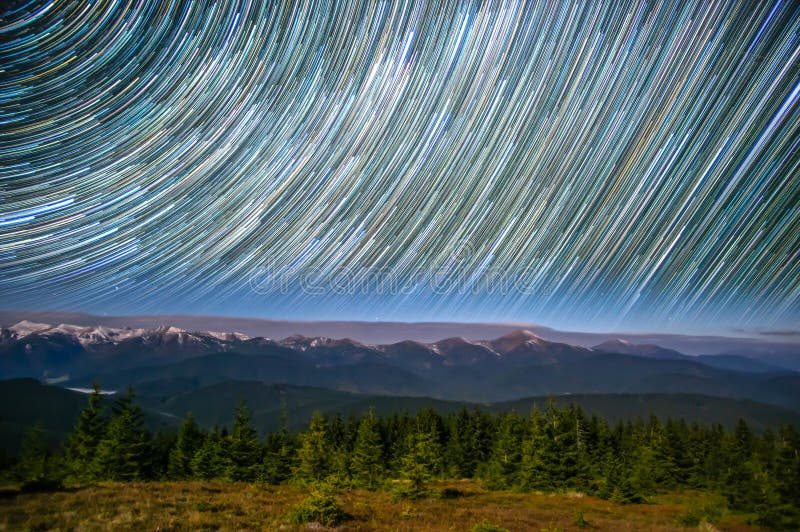 Tracks of Stars in the Night Sky Stock Image - Image of crowns ...