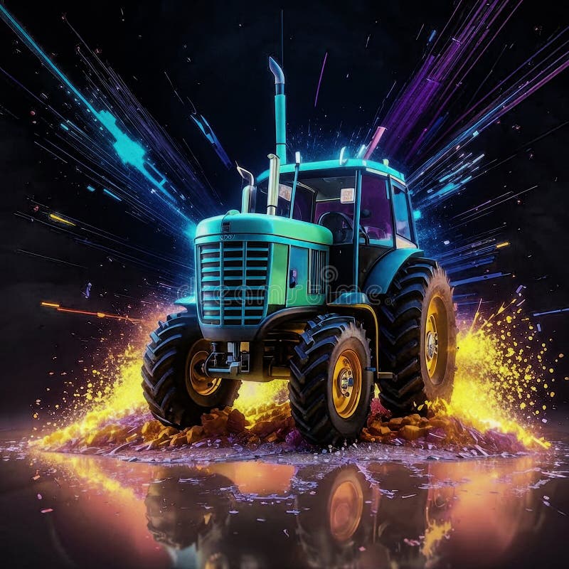 Tractor with Abstract Design. Stock Illustration - Illustration of land ...