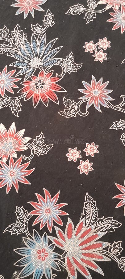 Beautiful Traditional Black Flower Batik Stock Image - Image of black ...